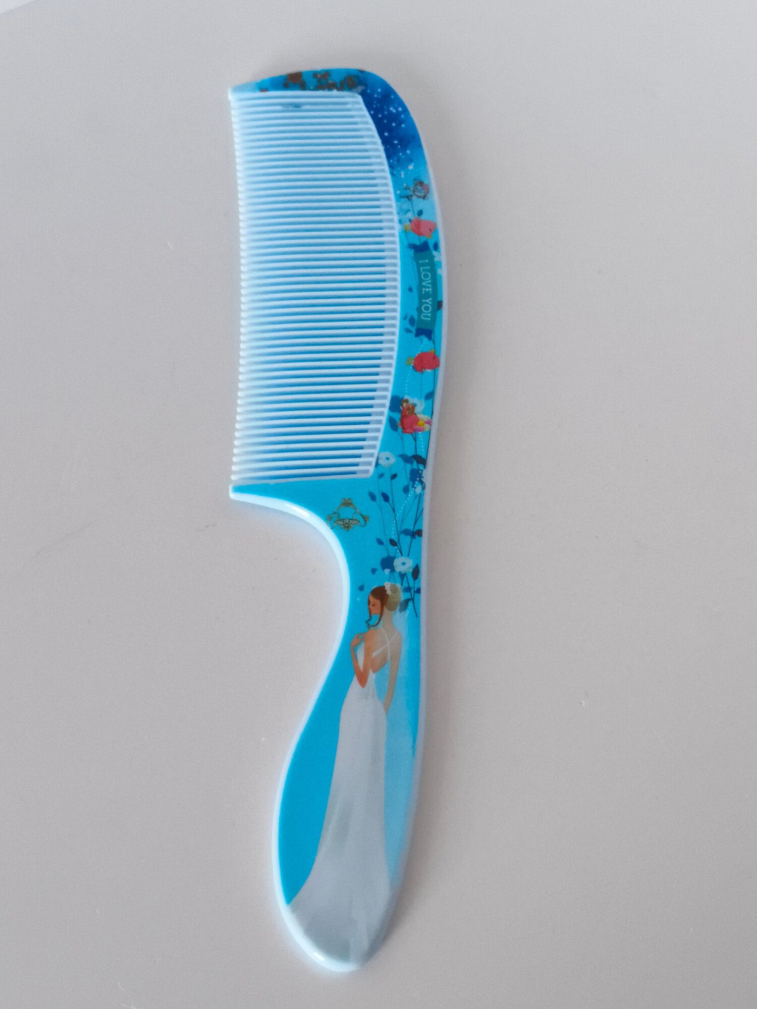 Расчёска гребень на ручке "Девочки", пластик, 21 × 4 см, цвет голубой