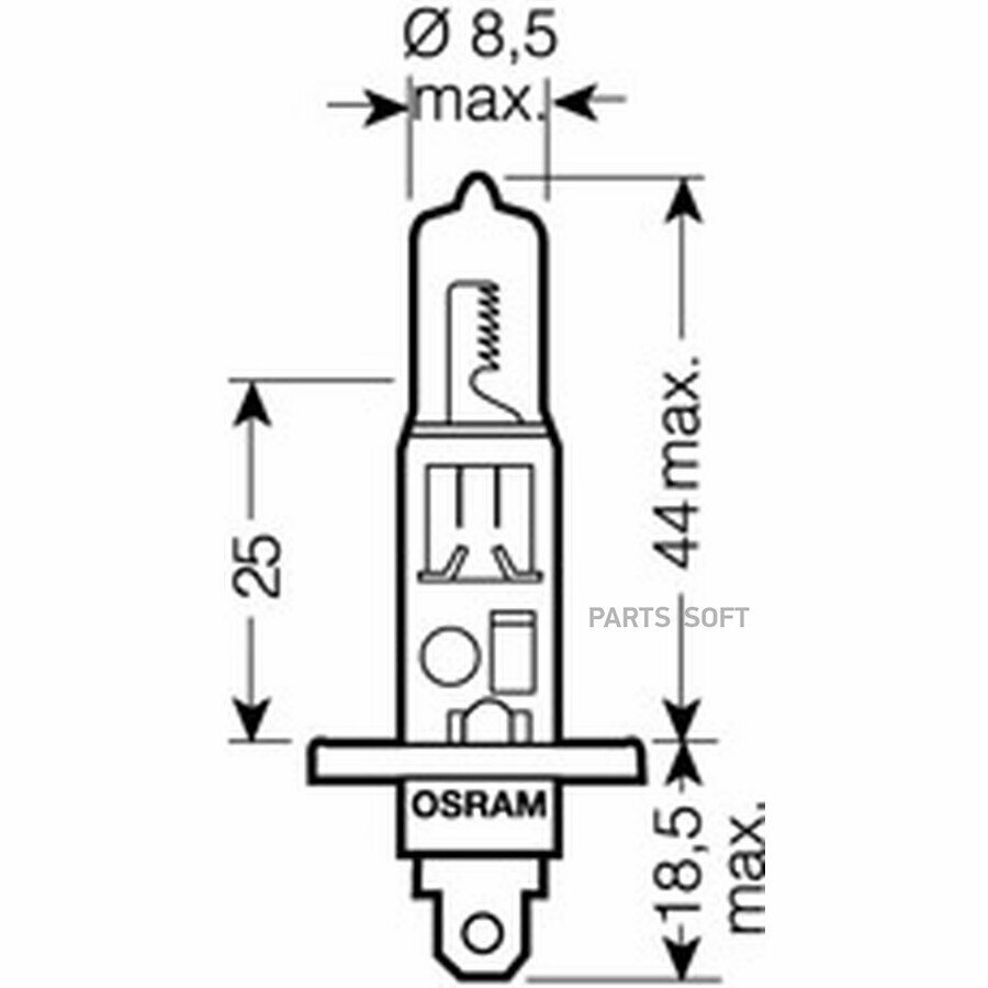 Лампа галогенная H1 24V 70W "OSRAM" (1 шт.) OSRAM 64155 | цена за 1 шт
