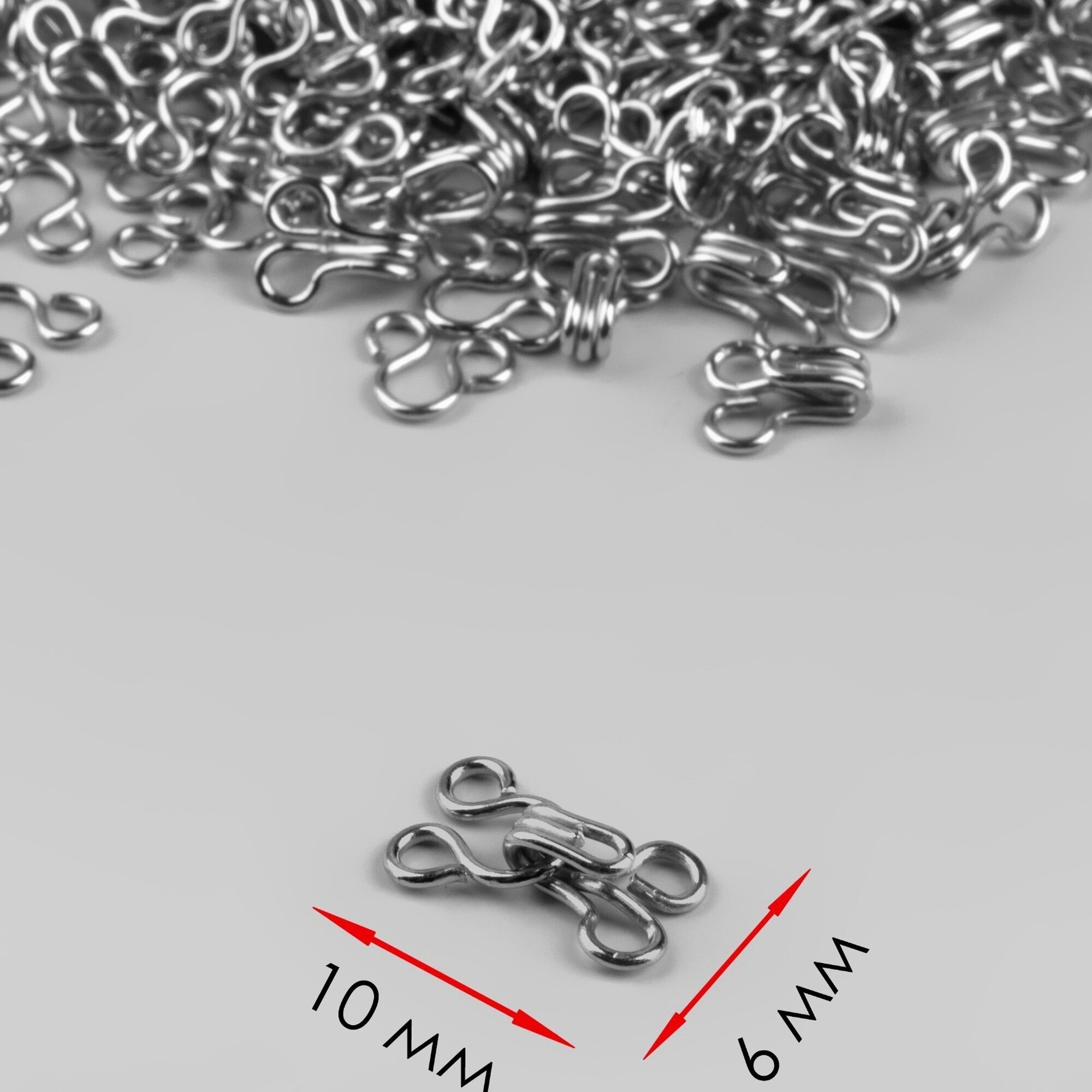 Крючок-замок Арт Узор, №0, металл, 10×6 мм, серебряный, 100шт