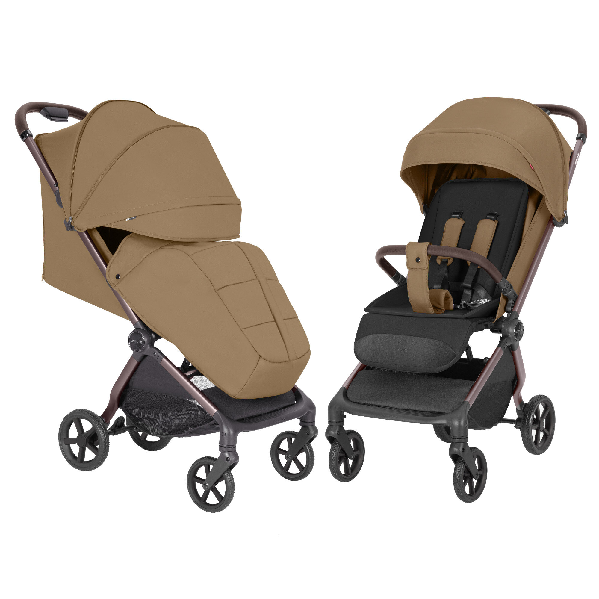 Коляска CARRELLO "Atom M" CRL-5527, Crust Brown, полиуретановые колёса, механизм складывания "книжка"
