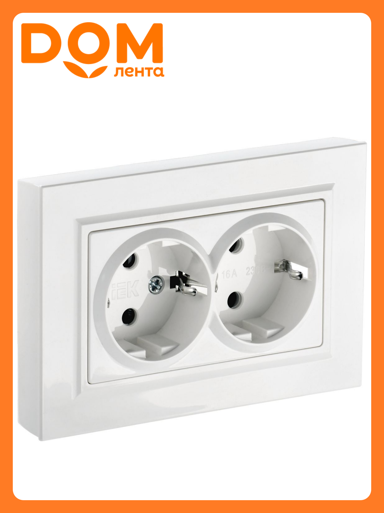 BRITE Розетка 2-я с з/к/ш 16А в сб. РСш12-3-БрБ бел. IEK