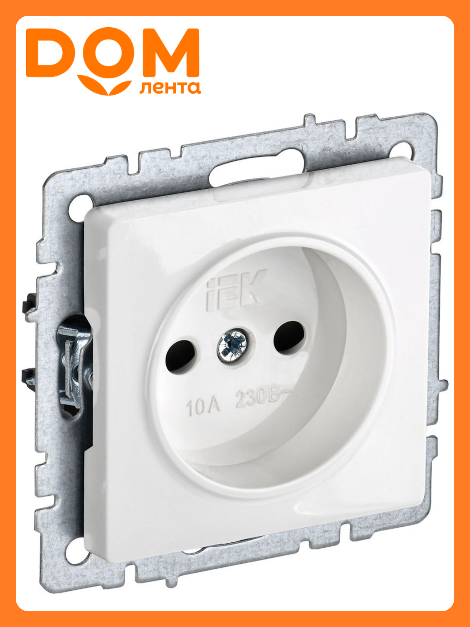 Розетка IEK BRITE РС10-1-0-БрБ, без заземления, белая, пластик