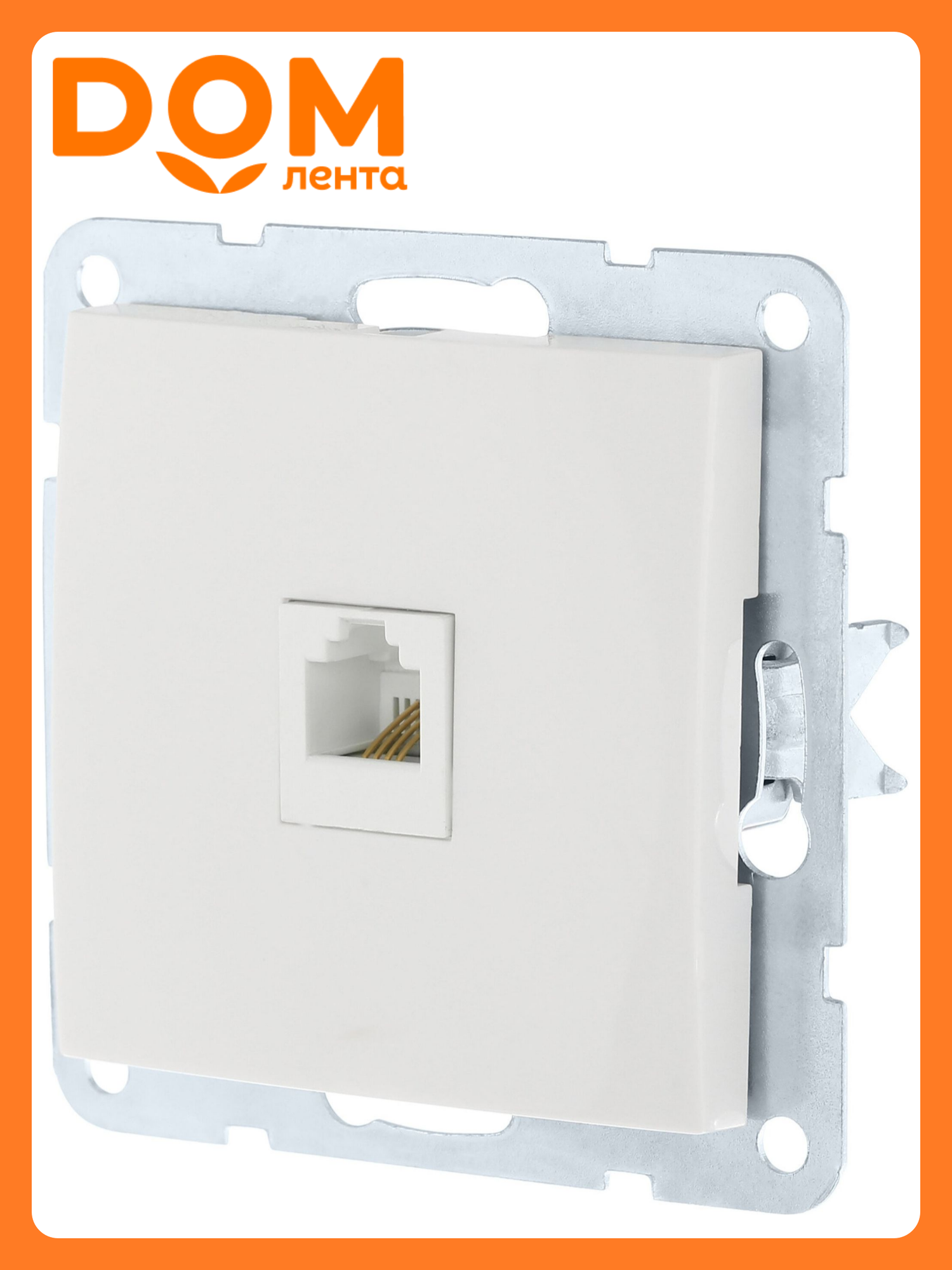 Розетка телефонная CROSSLINK LK60, RJ-11, белая, ABS-пластик, скрытый монтаж