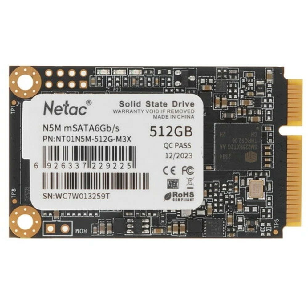 SSD диск Netac NT01N5M-512G-M3X, 512 ГБ mSATA (Mini-SATA)
