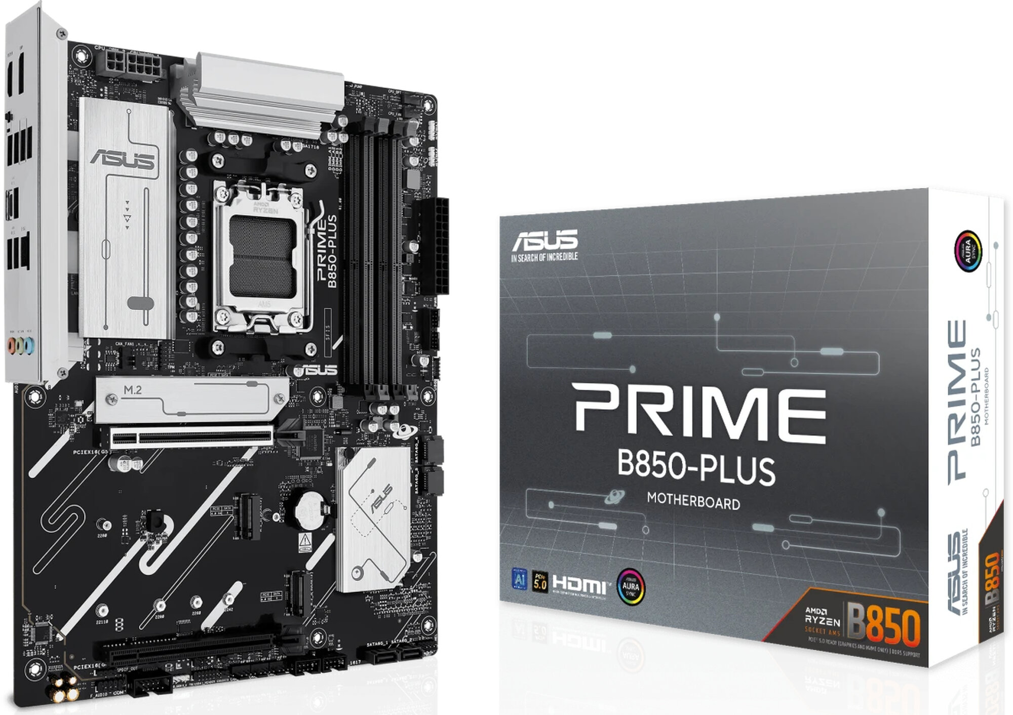 Материнская плата ASUS PRIME B850-PLUS, AM5/AMD B850/4xDDR5/4xPCI-Ex16/3xM.2/SB/DisplayPort/HDMI/ATX (90MB1LC0-M0EAY0)