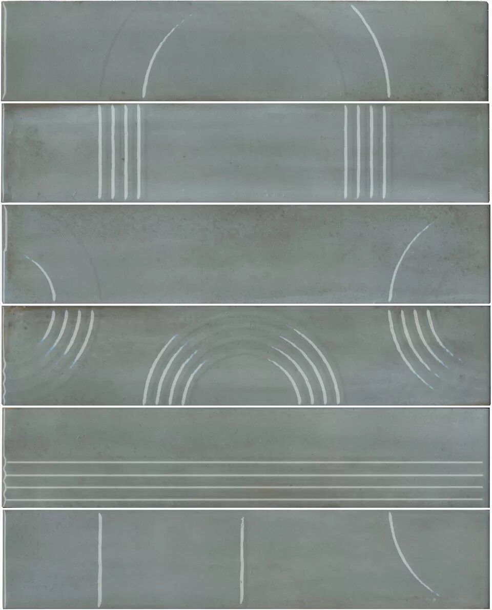 Kerama Marazzi KMP3STA002RN6X Панно Мажорель серый глянцевый (из 6 частей 6х28,5-цена за комплект -6 плиток)