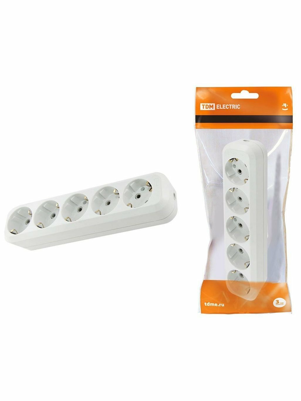 Корпус удлинителя TDM Electric 5 гнезд с заземлением 16А белый SQ1806-0035 для сборки электрического удлинителя