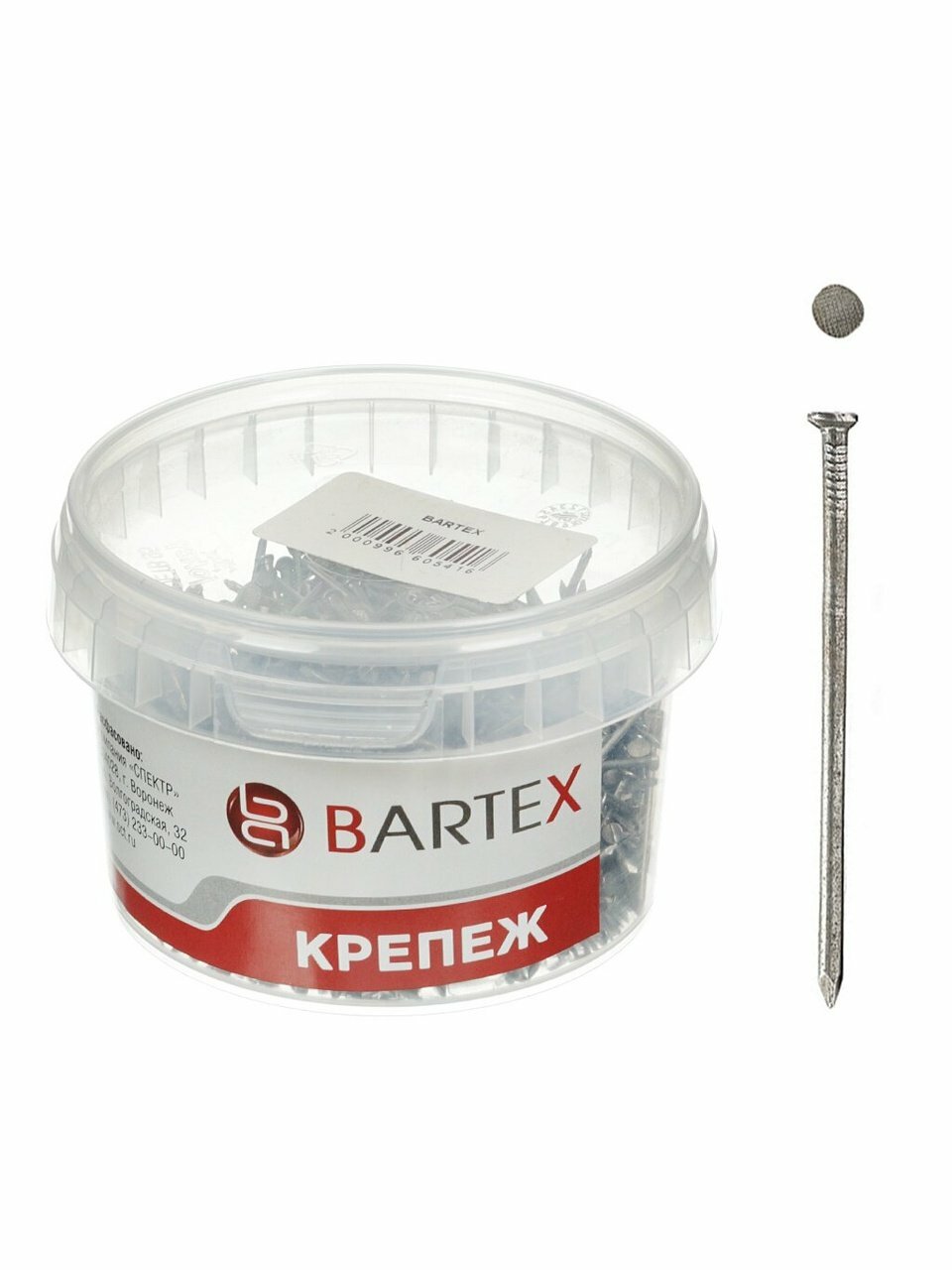 Гвозди строительные Bartex 1.4х40 мм, 0.3 кг в удобной банке. Надежный крепеж для ремонтных и плотницких работ.