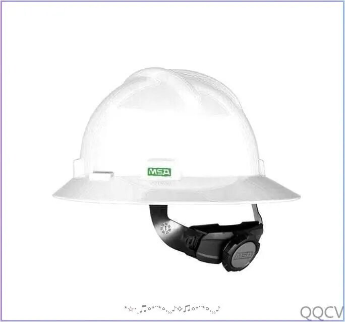 Каска строительная MSA V-Gard Hat с широкими полями белая с регулируемой оснасткой оголовья, строительная каска