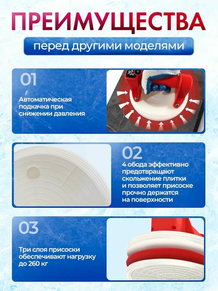 Электрическая присоска для плитки с автоподкачкой