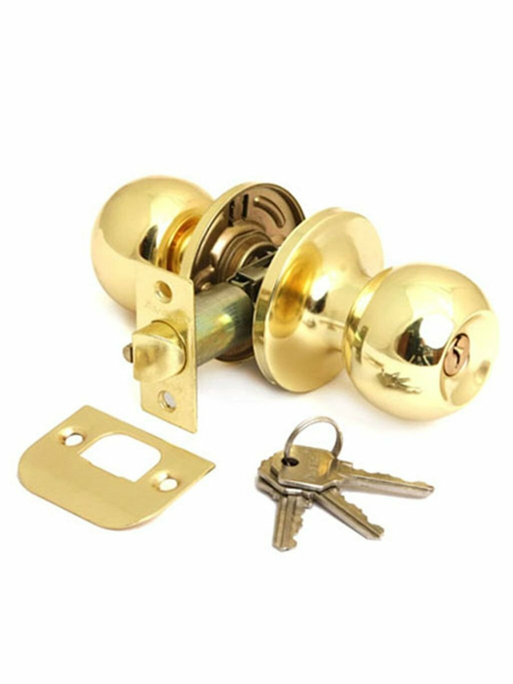 Ручка кноб Avers 6072-01-G с замком, ключ/фиксатор, цвет золото, сталь. Надежная дверная фурнитура для межкомнатных дверей.