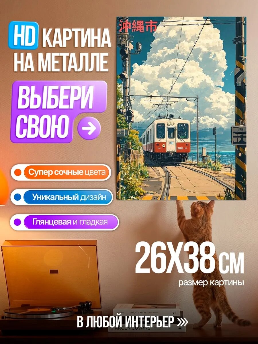 Картина на HD металле Поезд в Окинаве