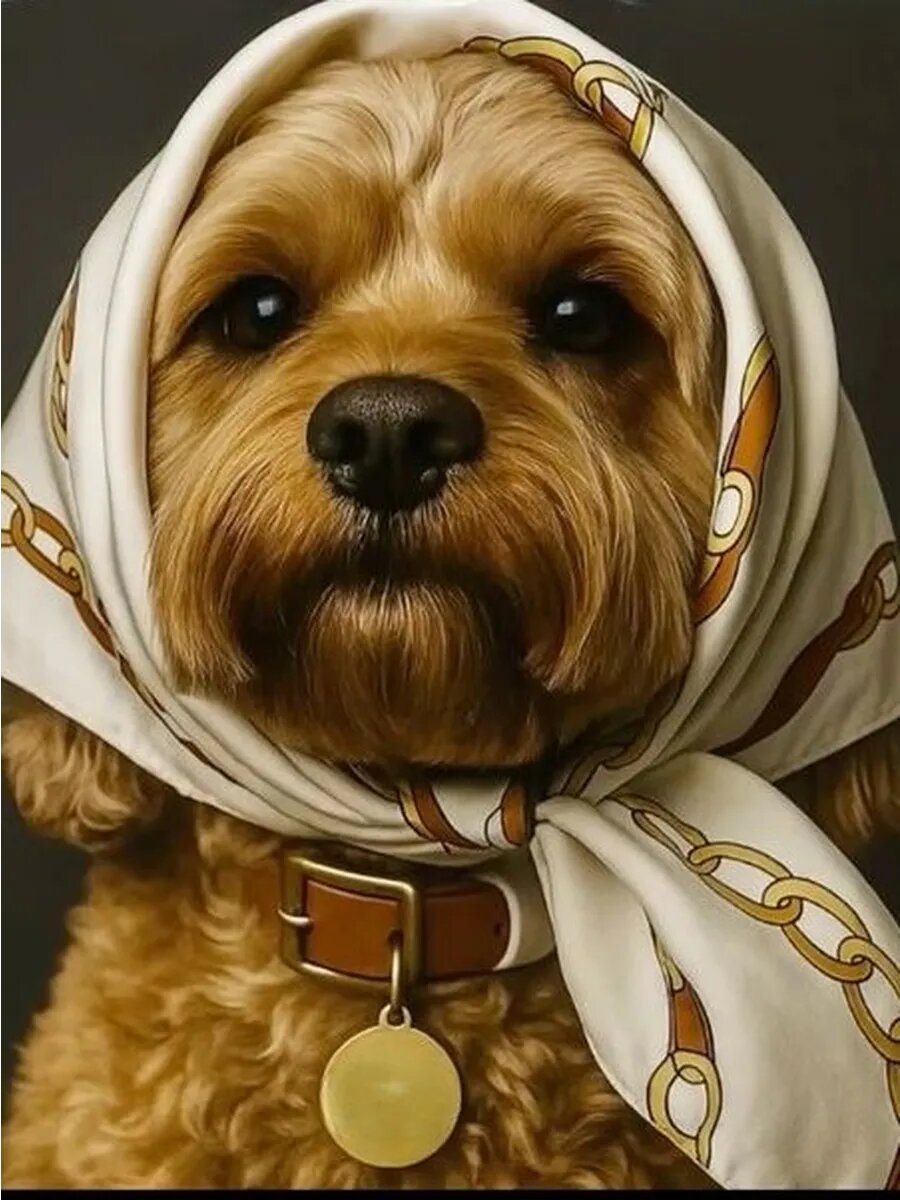 Картина интерьерная на холсте Собачка в платке 40*50 см