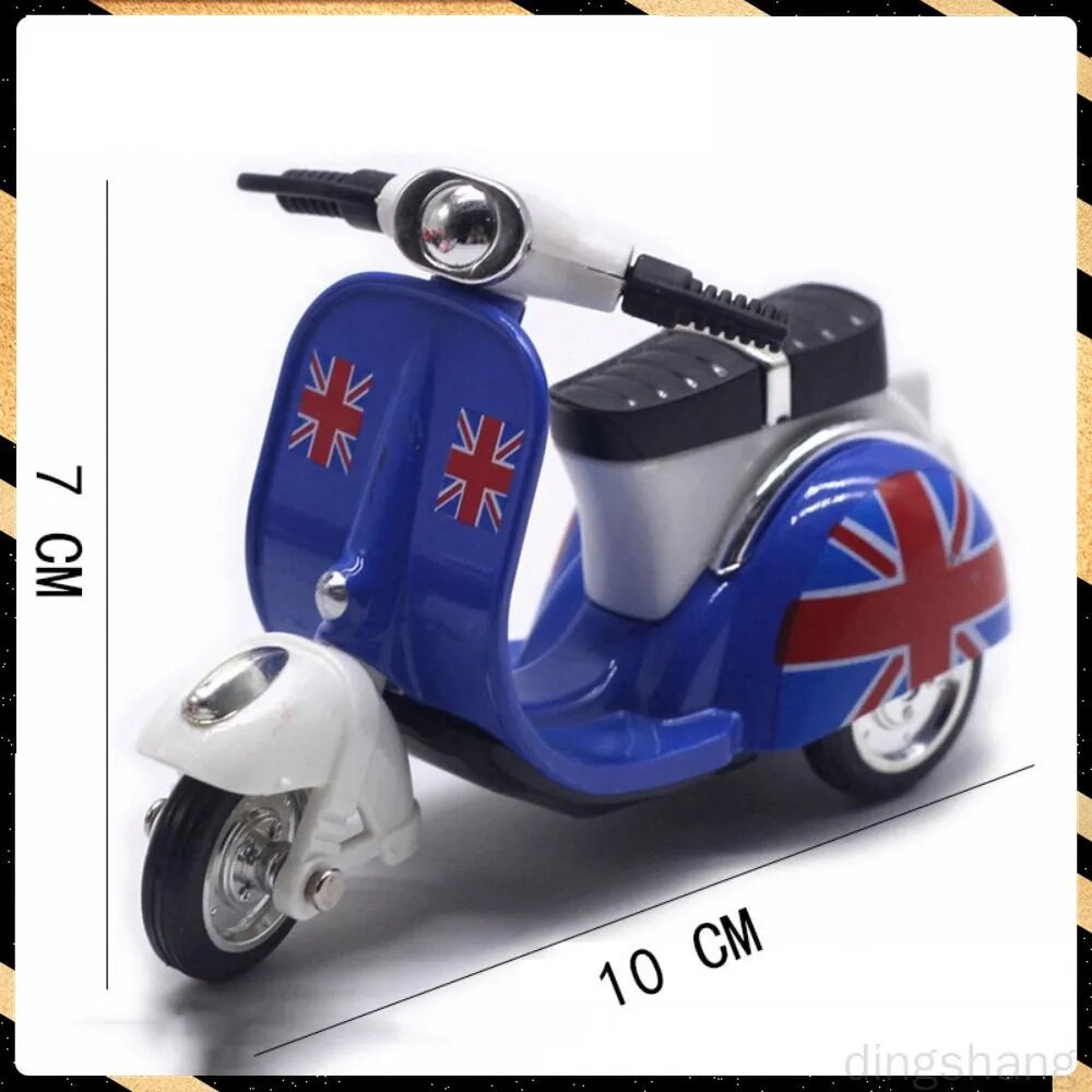 Модель мотоцикла Vespa 53, белого цвета, для детей от 3 до 5 лет, коллекционная металлическая игрушка — фото 1