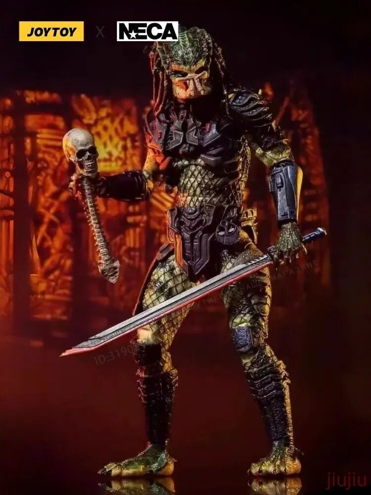 Фигурка NECA Predator 2 / Lost Predator с тяжёлой броней/Маска со светящимися глазами / Полный набор оружия и аксессуаров 021