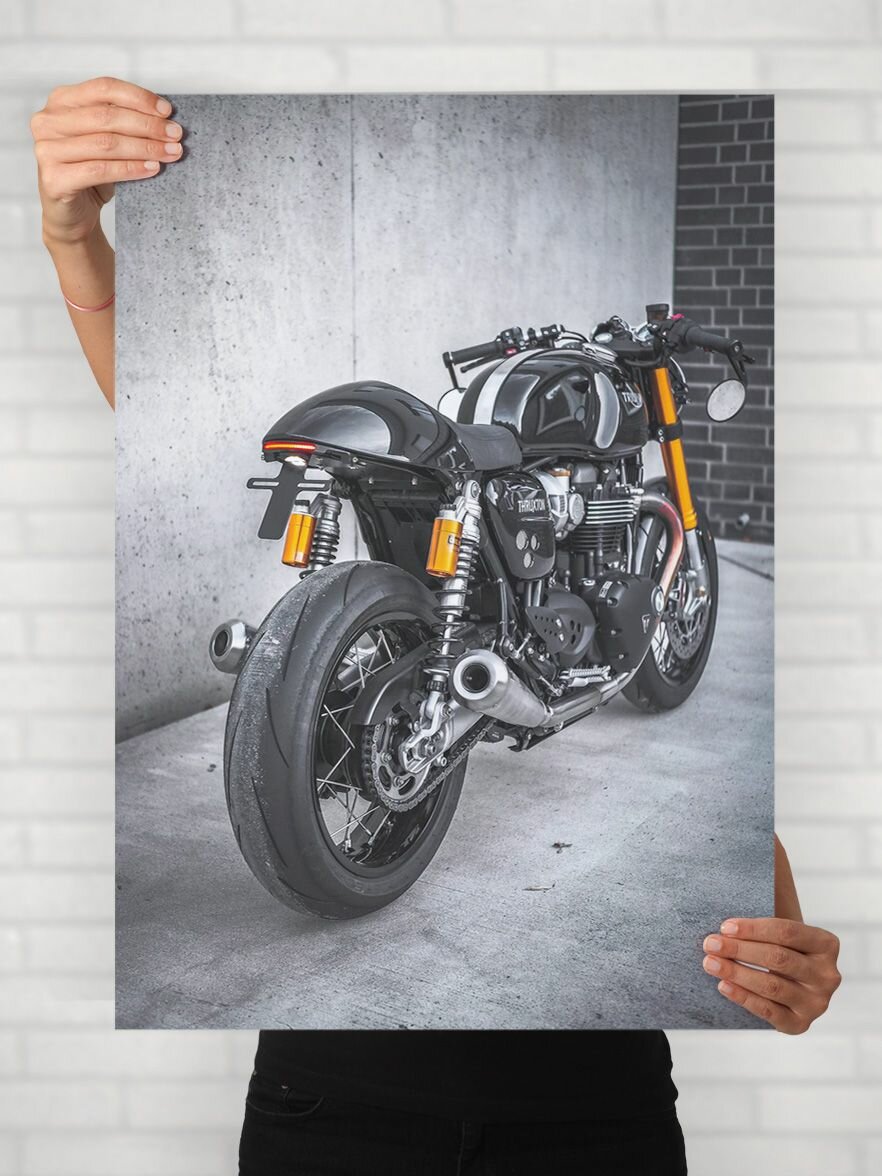 Плакат на стену для интерьера Мотоцикл (Triumph Thruxton RS 5) - Постер по мото и байкам формата A2 (42x61 см)