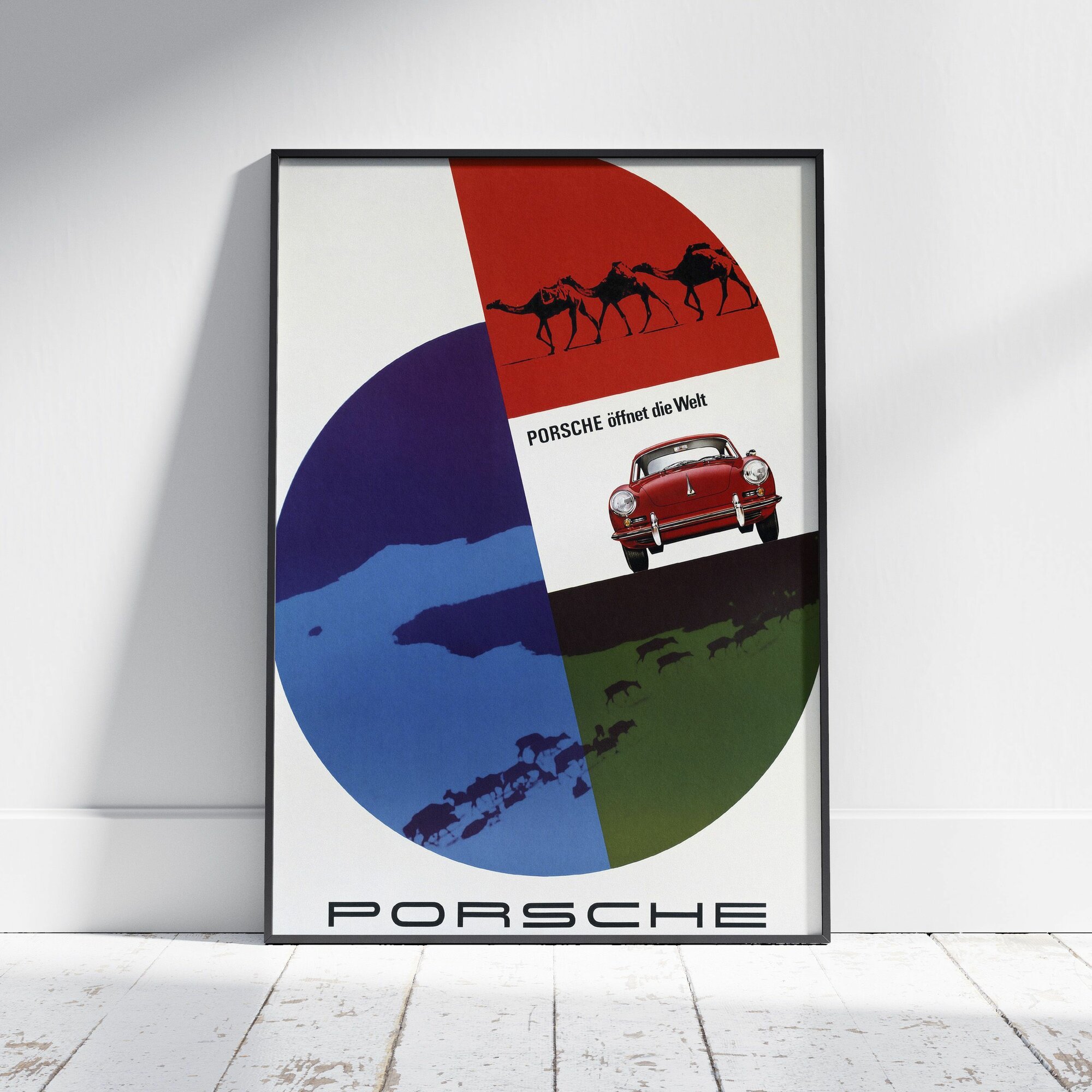 Плакат на стену для интерьера Культовые машины (Porsche 356 8) - Постер по легендарным и классическим ретро автомобилям формата А4 (21x30 см)