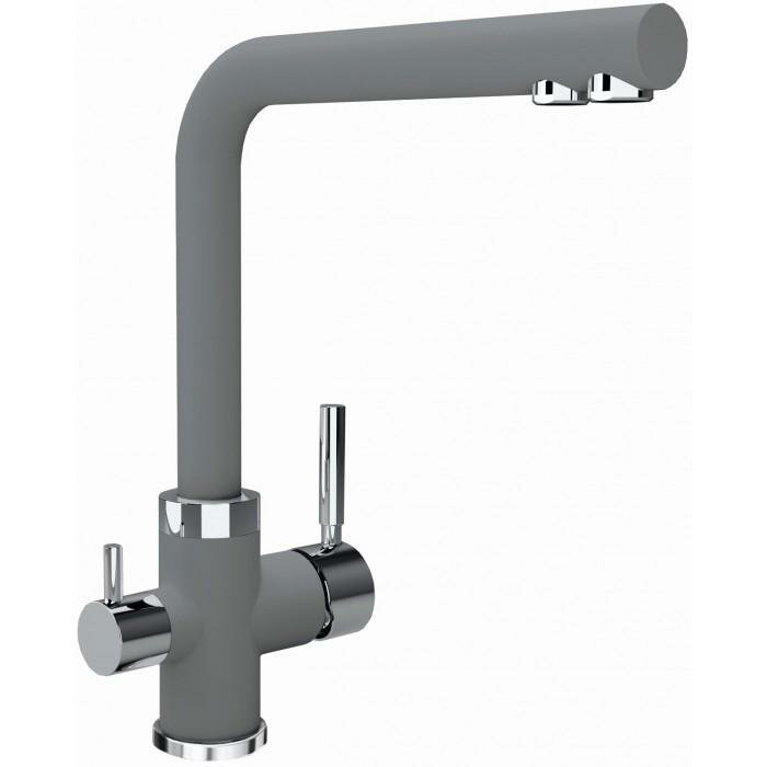 Смеситель для кухни Florentina Арес 333.19H.2123.307 серый шелк, с краном для питьевой воды, рычажный, латунь
