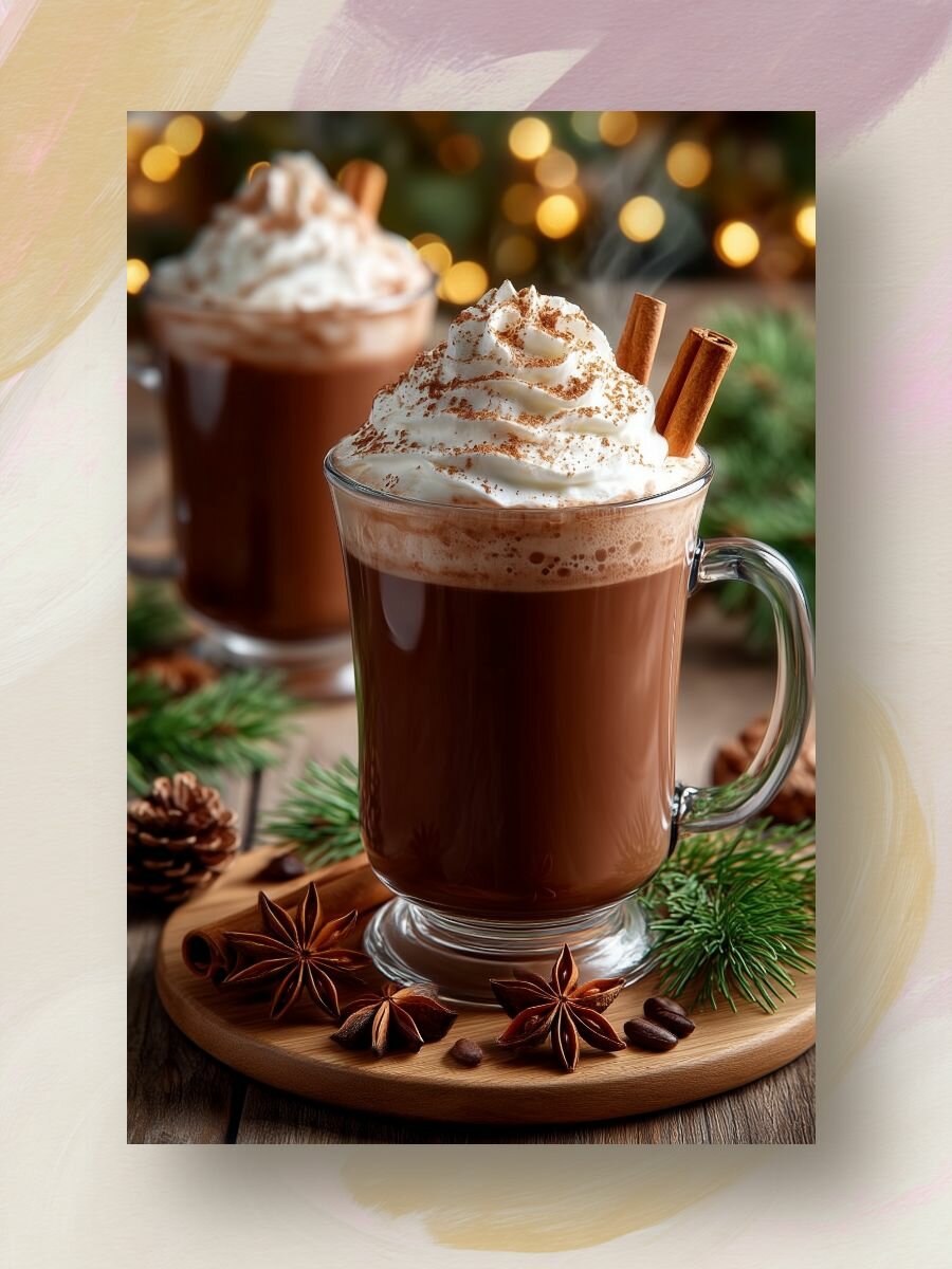 Картина на холсте 40х60 Элемент Принт, горячий шоколад, зима, уют, напиток, постер на стену, интерьерная картина