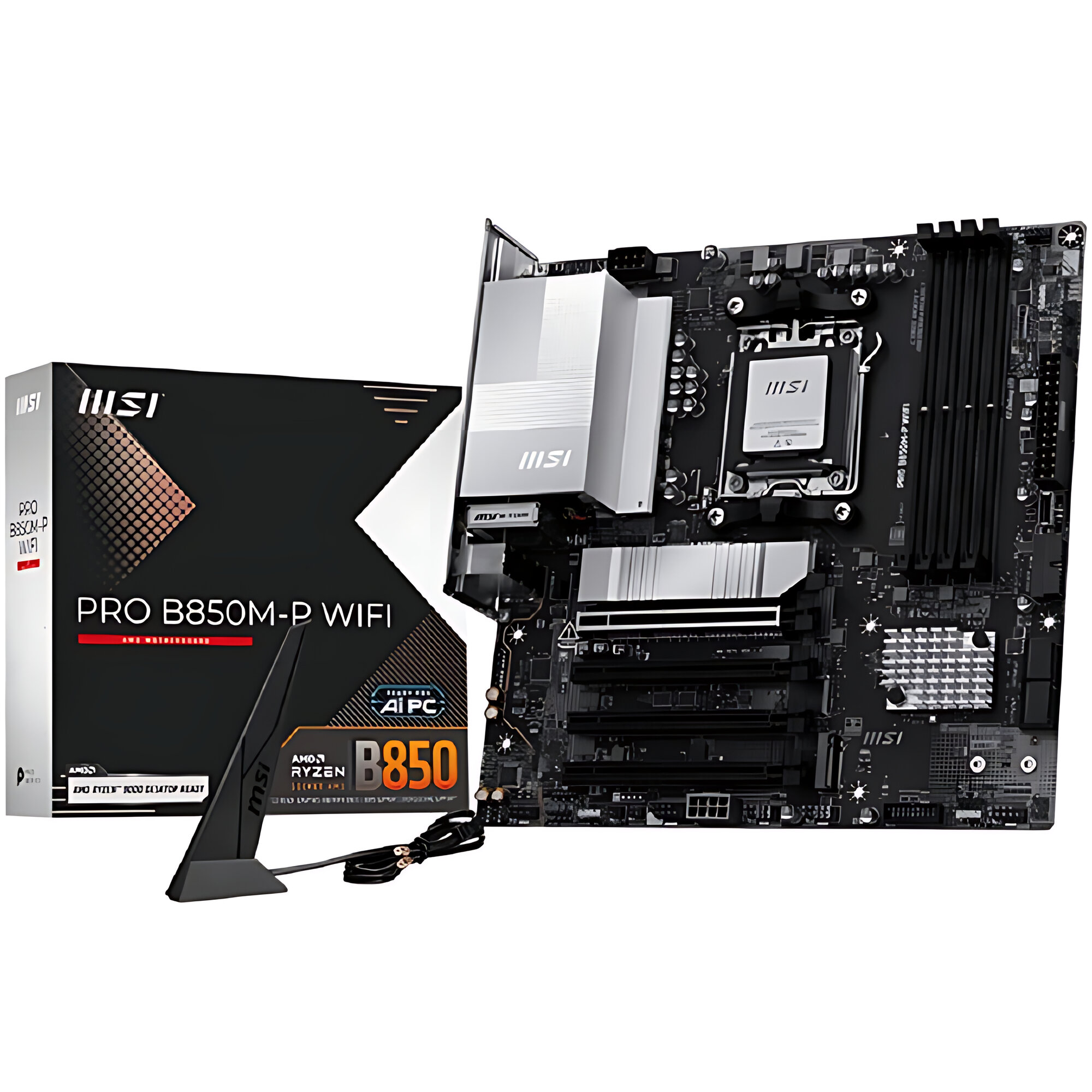 Материнская плата MSI PRO B850M-P WIFI (AM5/AMD B850/4xDDR5/4xPCI-Ex16/3xM.2/SB7.1/Wi-Fi/BT/GLAN/HDMI/mATX)