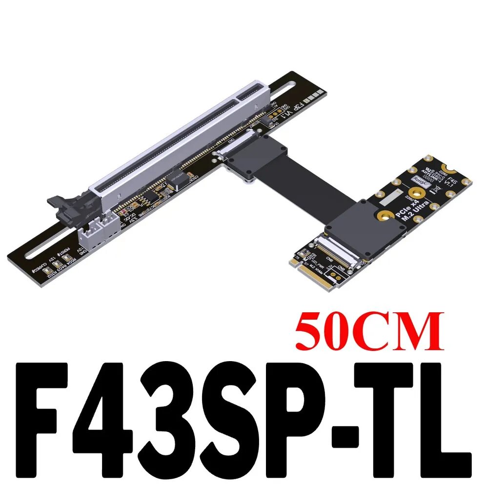 ADT PCIe 5.0 M.2 NGFF NVMe адаптер x16 кабель-удлинитель для видеокарты FFC, F43SP-TL-50cm