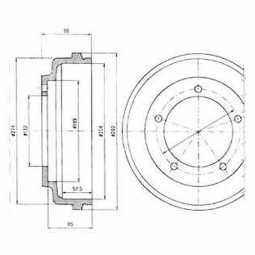 Тормозной барабан Transit 100, Transit 120, Transit 150, Transit 190, Transit 230, Transit 80, Transit Tou Delphi BF316 для Ford TRANSIT