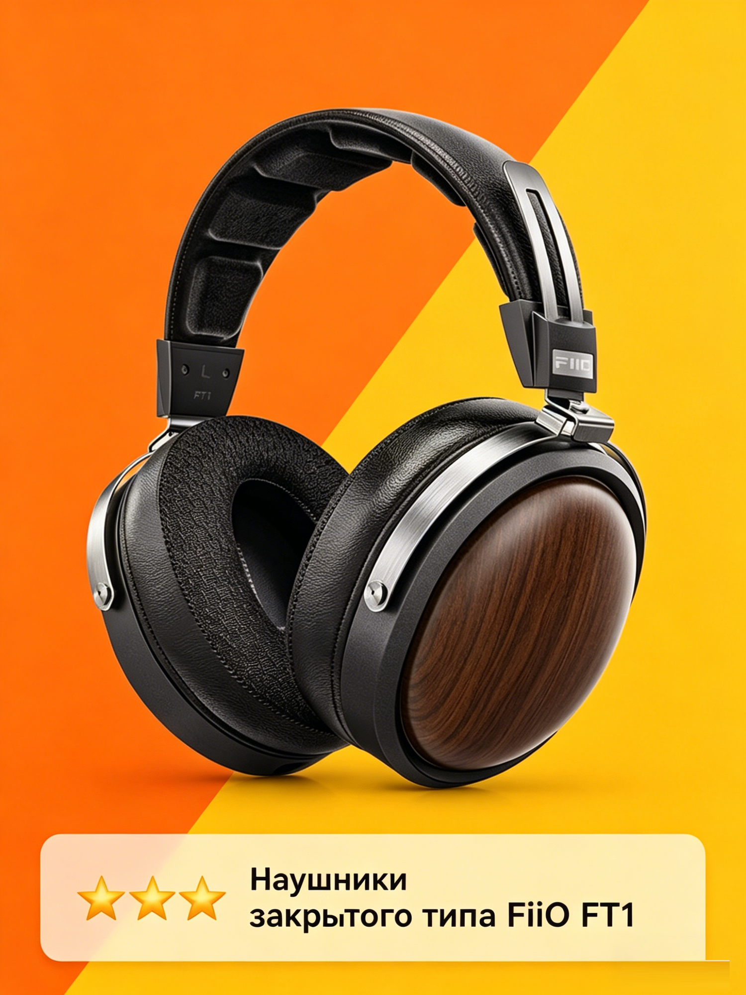 Наушники FiiO FT1 Pro, береста, Hi-Fi, полноразмерные, закрытые, черные
