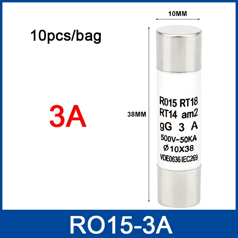 Керамический предохранитель RO15 10x38 мм 500В 3A