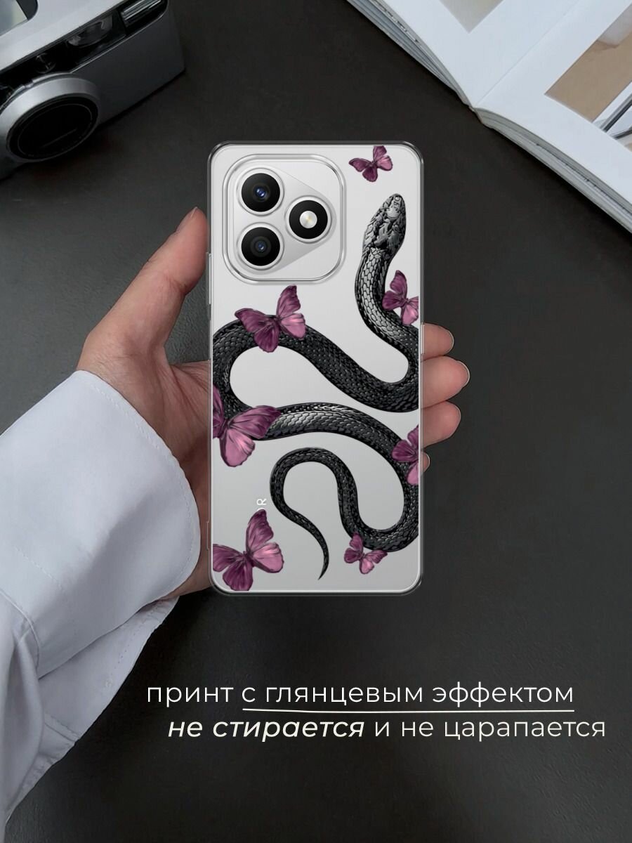 Силиконовый чехол на Honor X8d / Хонор X8d с принтом Snake and butterflies 2 — фото 1