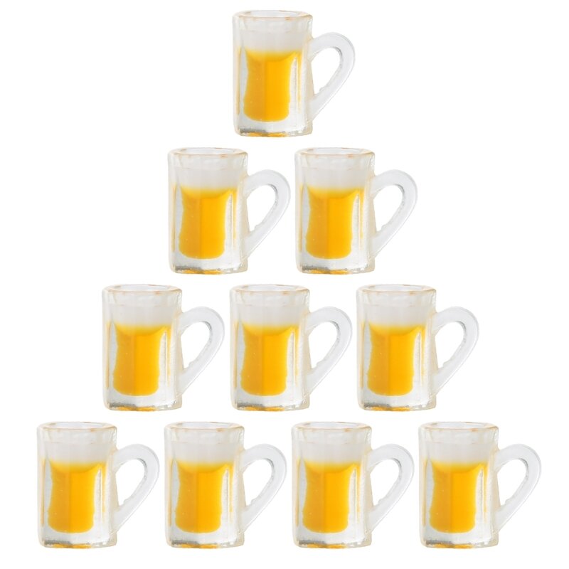 10 Pieces Simulated Wine Cup Resin Accessories Dollhouse Miniature Beer Glasses