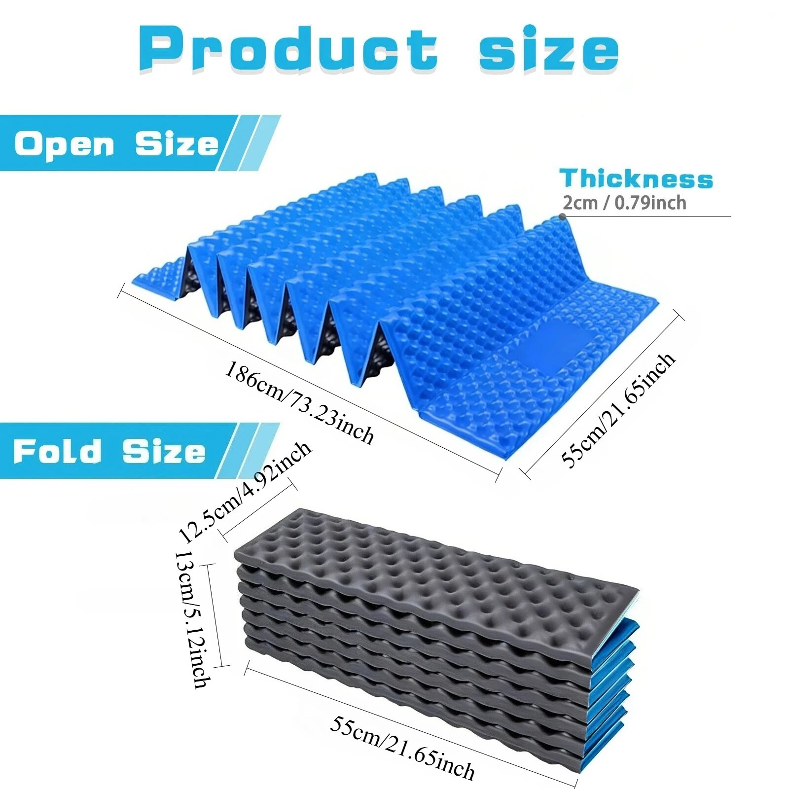 Складной изолирующий коврик для сна Egg Crate Foam Синий, Blue and Black