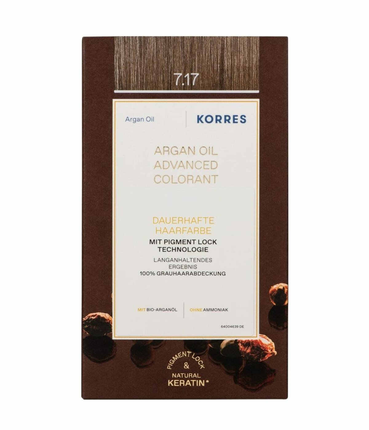 Краска для волос Korres Масло арганы, оттенок 7.17 dark blonde beige, 50 мл