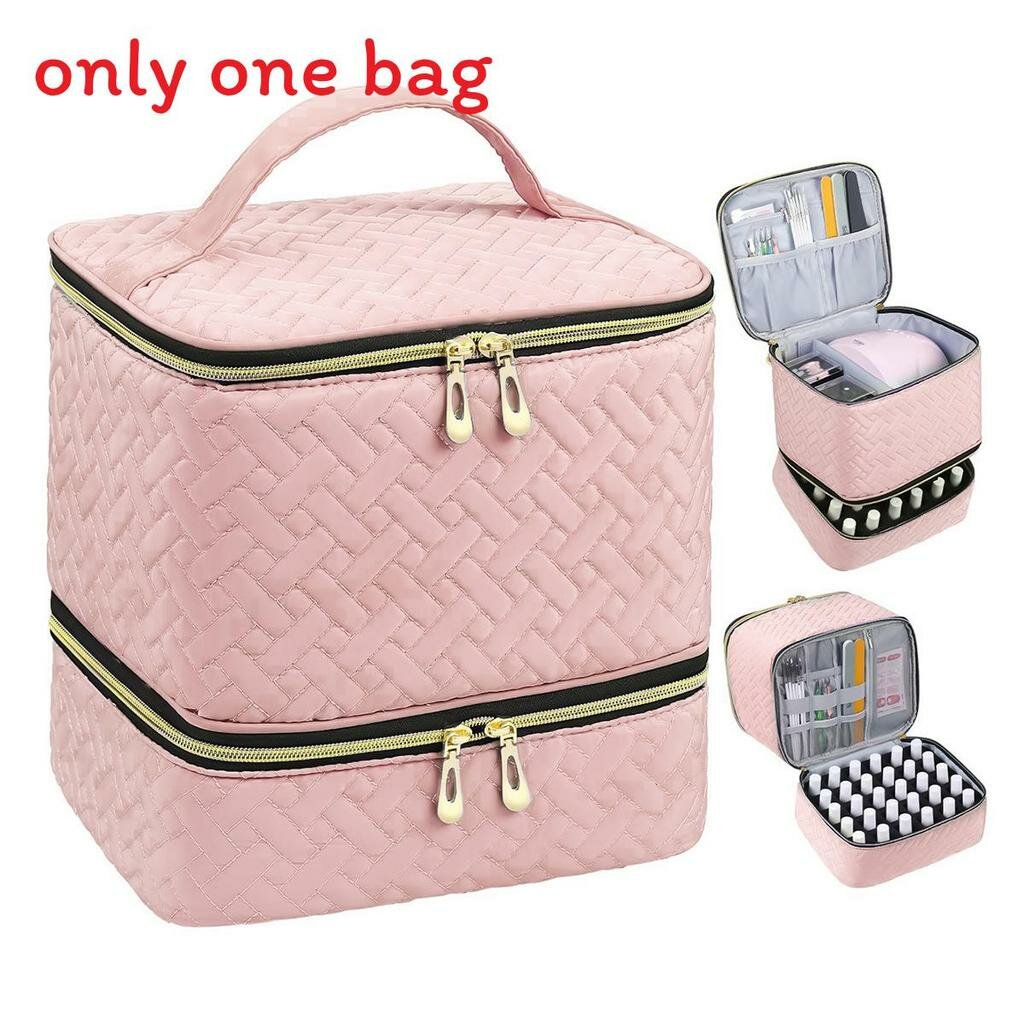 Cosmetic organizer stylish large with foldover flap for home or onthego makeup pink