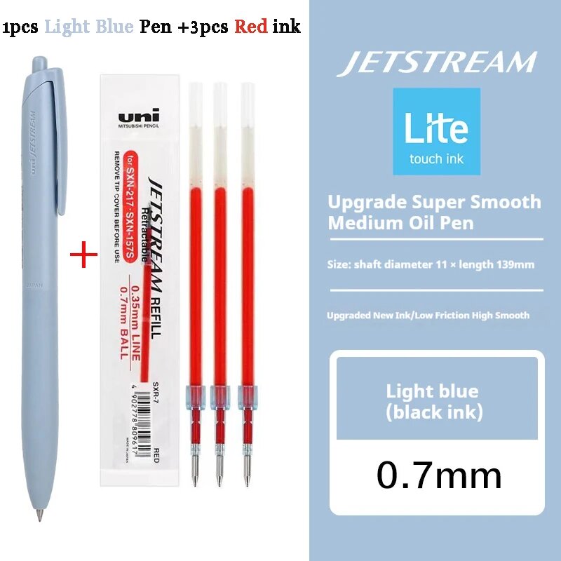 Ручка Uni Jetstream Lite Blue 0.7mm + 3 Red Refills