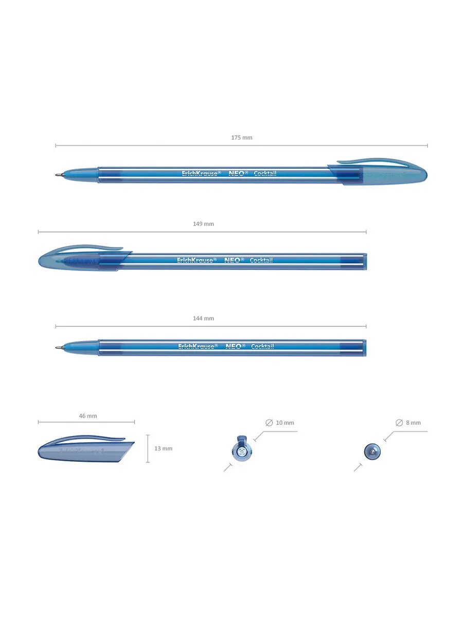 Ручка шариковая синяя 0.32мм корпус ассорти