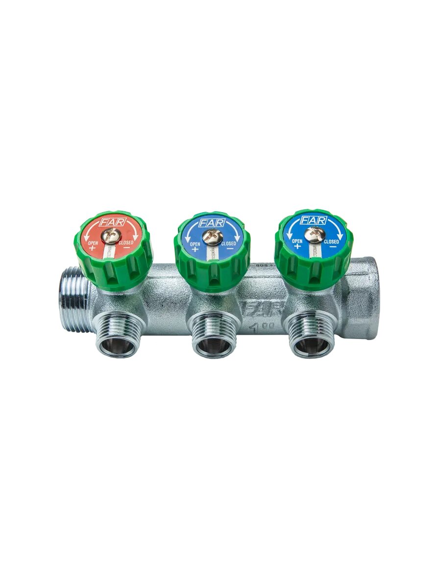 Коллектор распределительный FAR 1"x1/2" 3 выхода