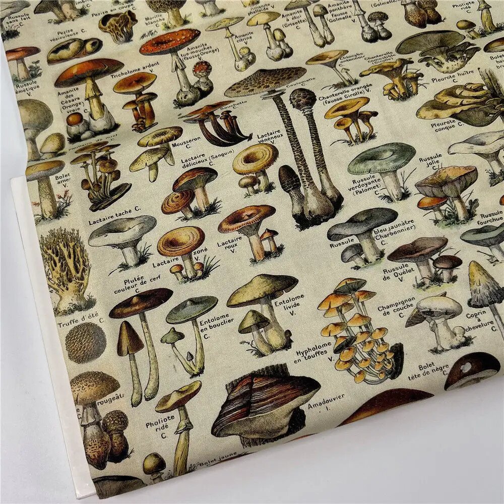 Хлопковая ткань с грибами, винтаж, 145х45 см, цвет 3 Mushroom