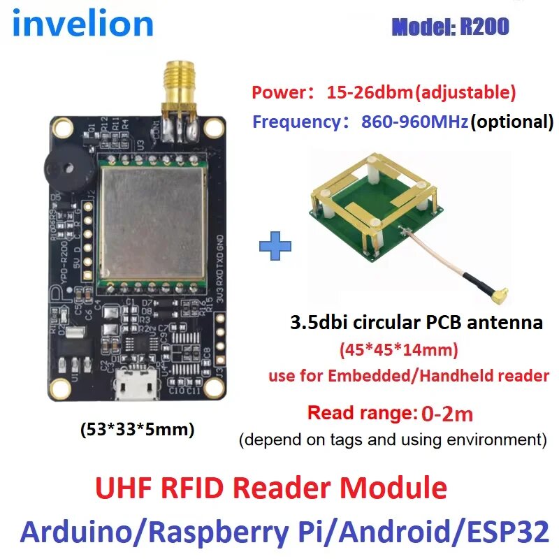 RFID Модуль Invelion R200, 860-960MHz, 0-2m, ESP32