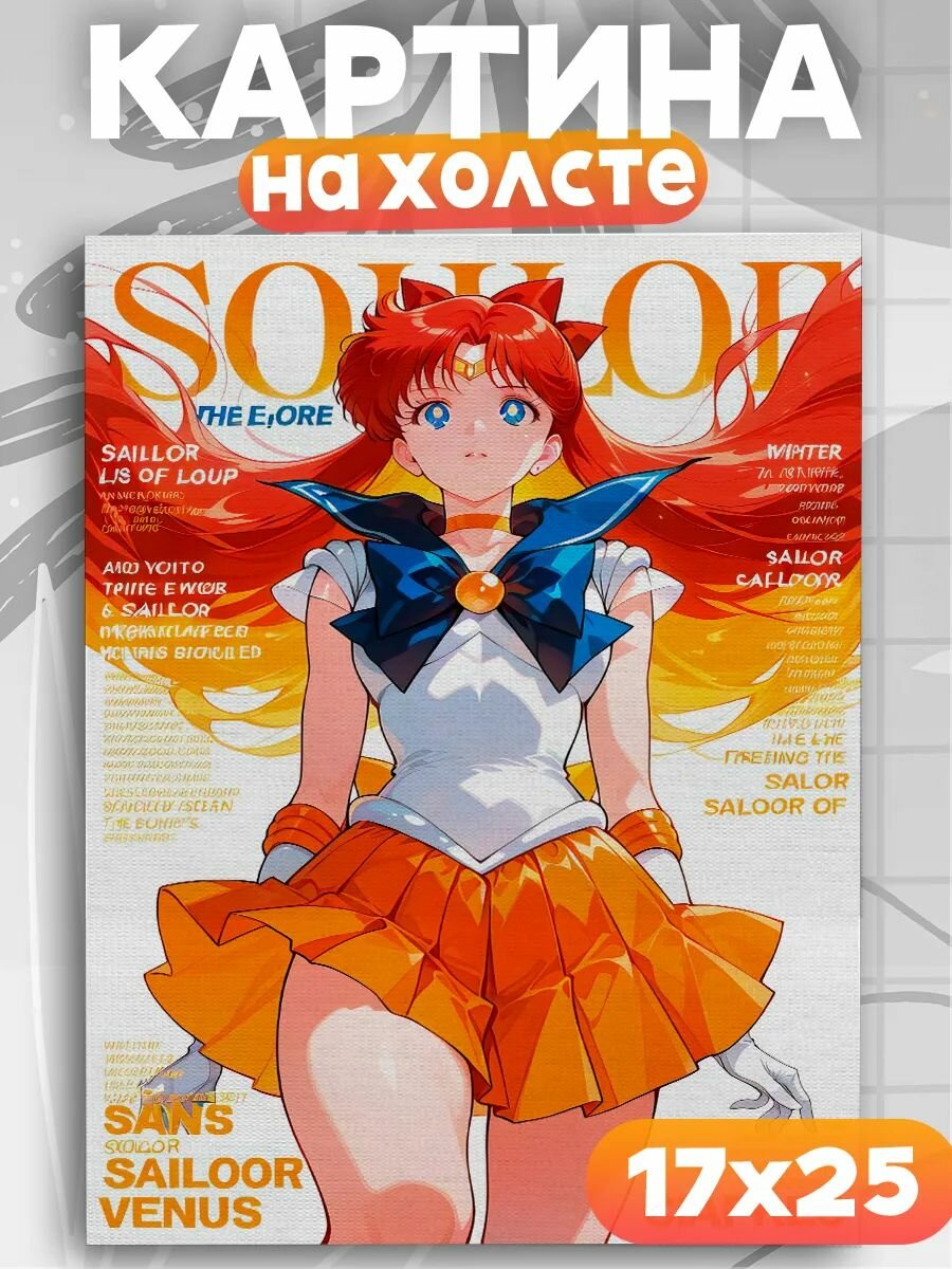 Картина на стену аниме Сейлор Мун, на подрамнике, 1шт, 25х17 размер.