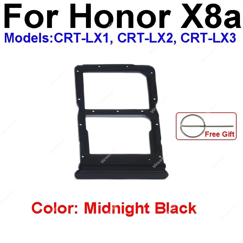 Держатель SIM-карты Honor X8a (CRT-LX1, LX2, LX3), черный