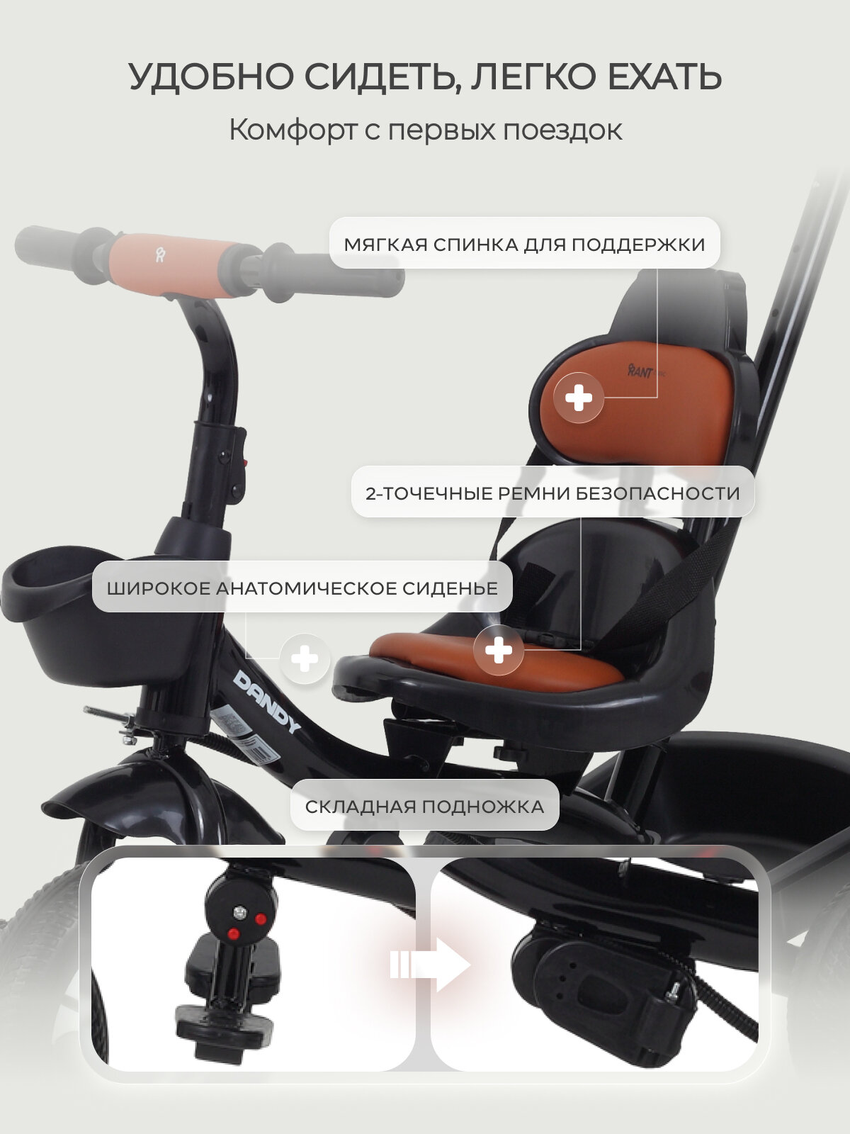 Велосипед детский трехколесный RANT basic RB252 DANDY Black (черный) — фото 1