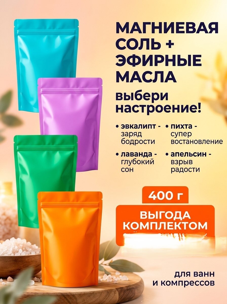 Магниевая соль для ванны с эфирным маслом "Микс ароматов"/100гр