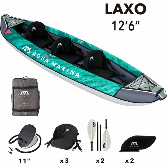 Байдарка надувная Aqua Marina Laxo-380 380x90см, весла, сиденья, киль, сумка, до 210кг