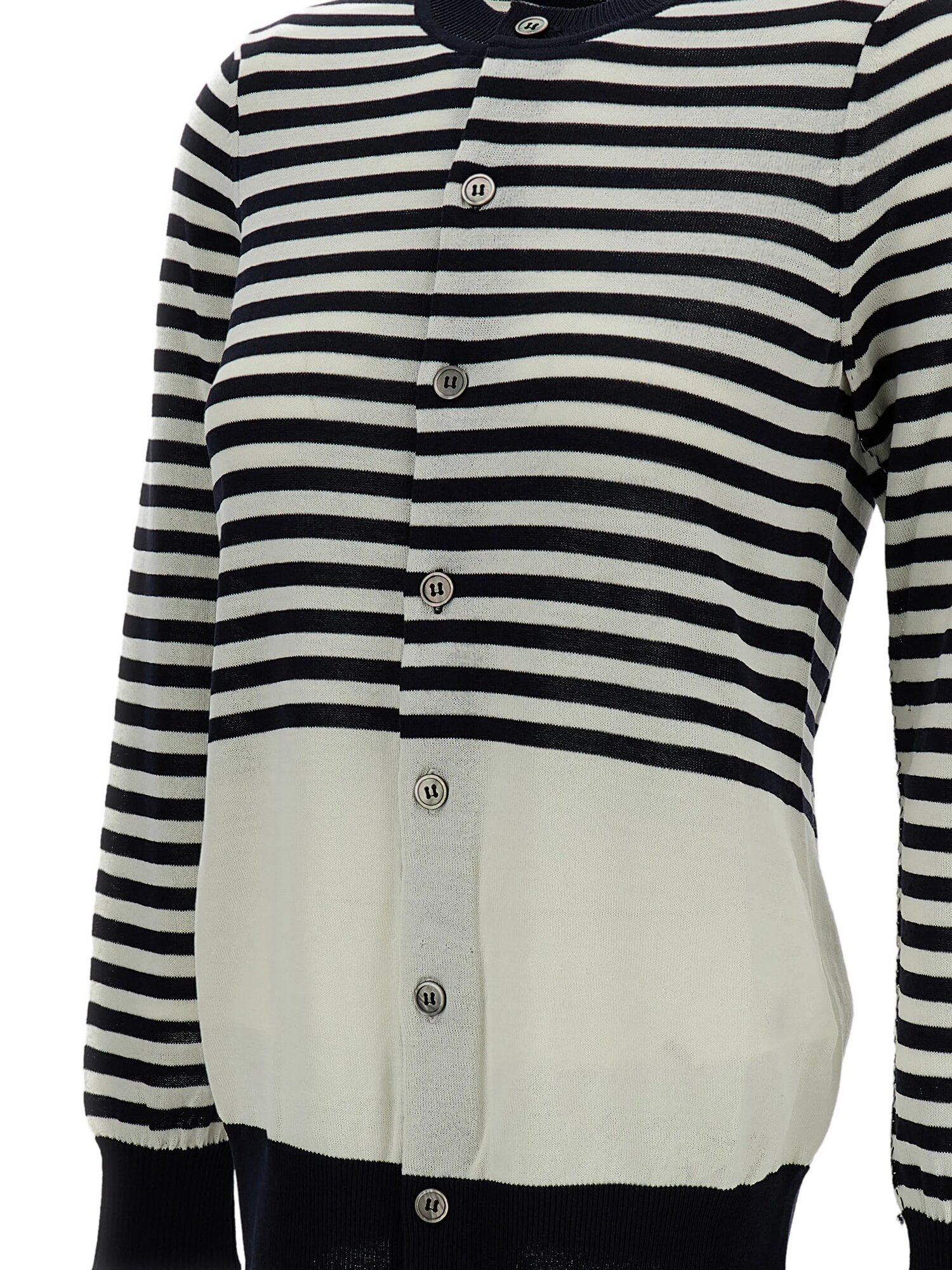 Кардиган Junya Watanabe Striped crew-neck cardigan, размер 42, белый — фото 1