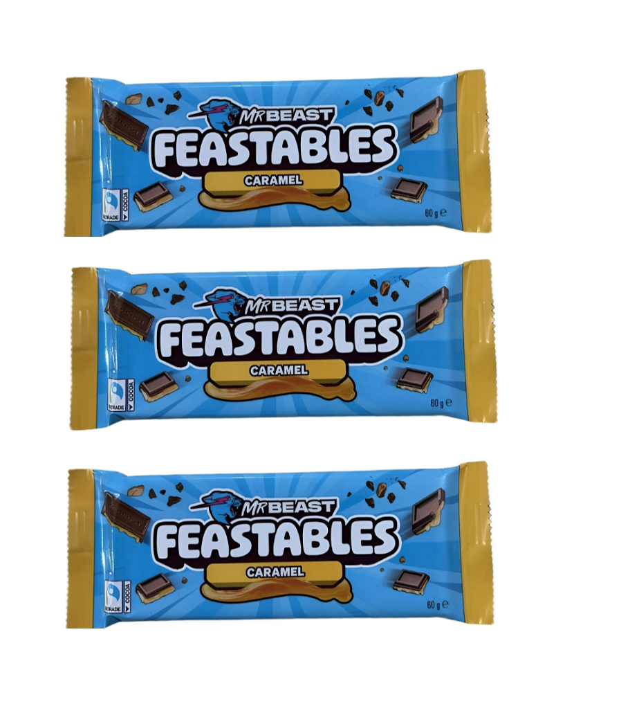 Набор шоколада Mr. Beast Feastables Caramel, (3 шт х 60 гр.), США