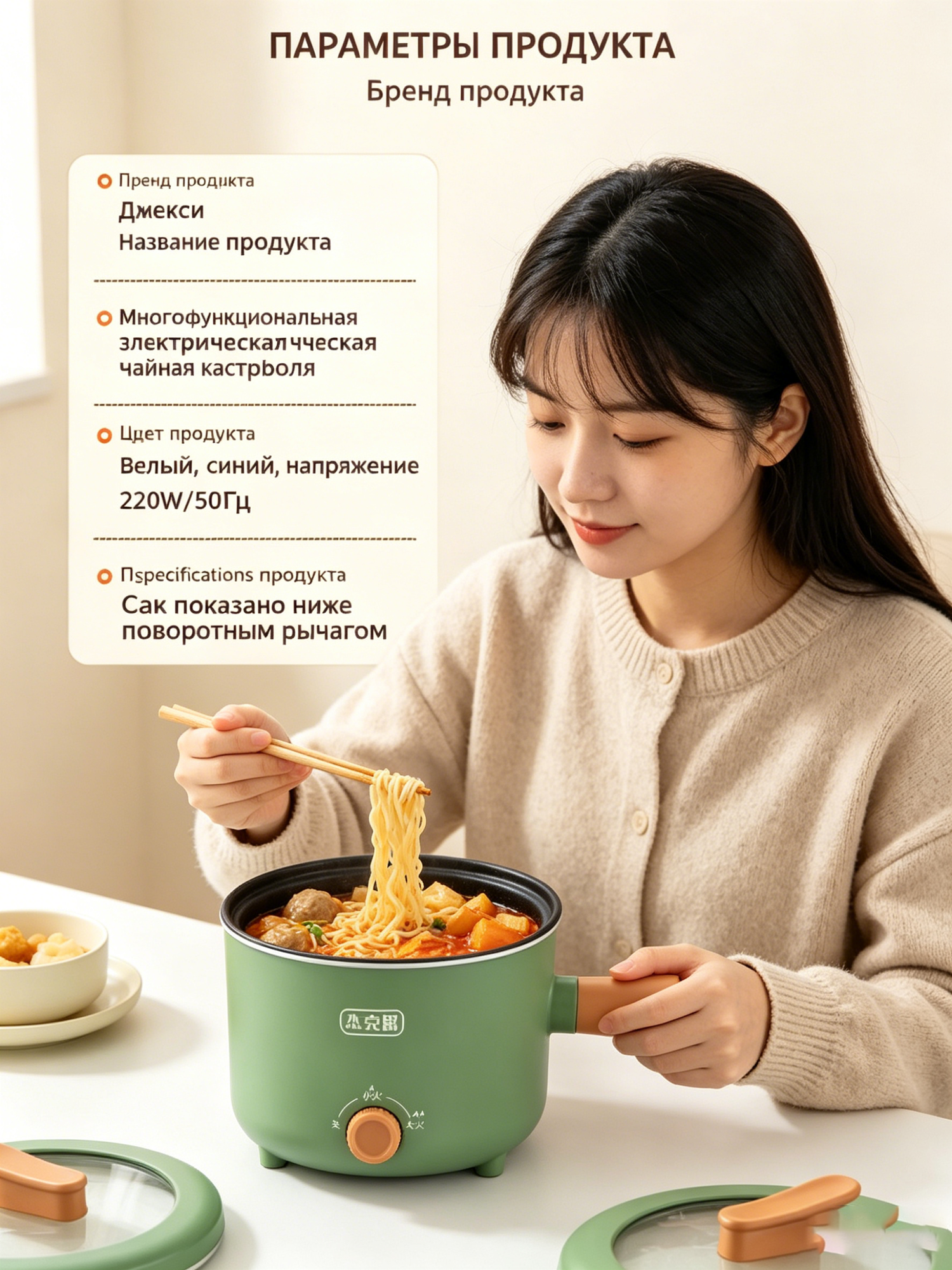 BALASHOV BA03 Мультиварка-скороварка 1.8л Антипригарное покрытие Светло-зеленый