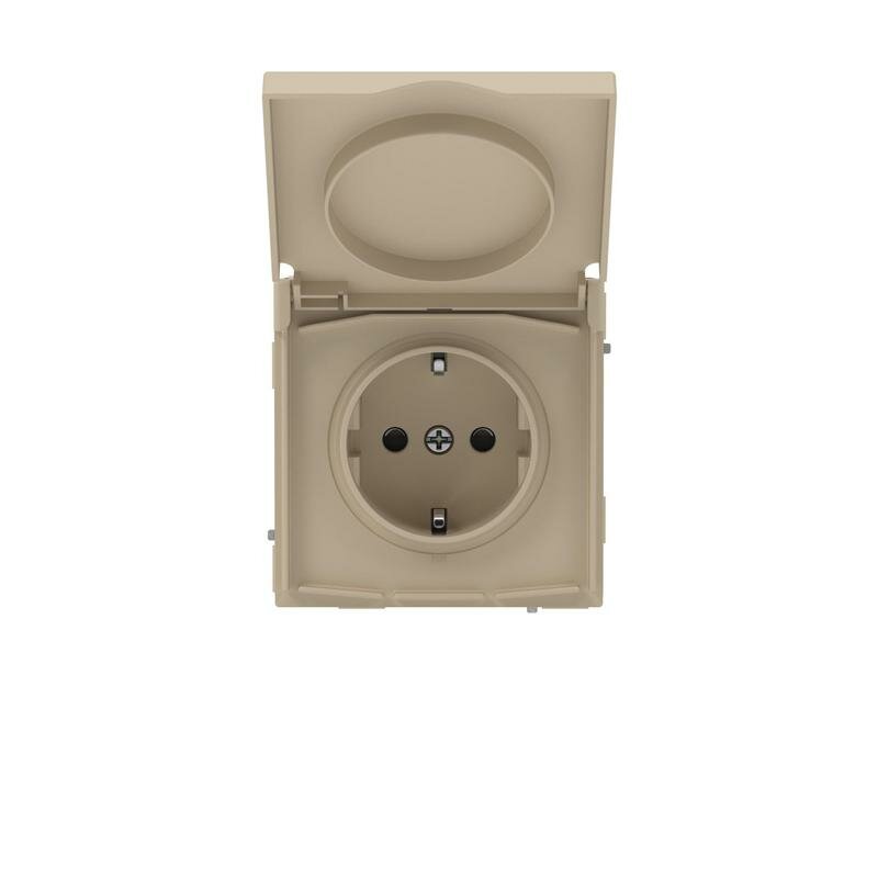 Розетка силовая KANT IP44 2P+E защ. шторки с крышкой ванильн. марципан DKC 7015013