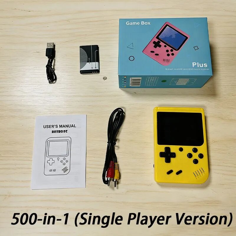 Портативная игровая консоль Retro FC 500 в 1 для одного игрока, желтая