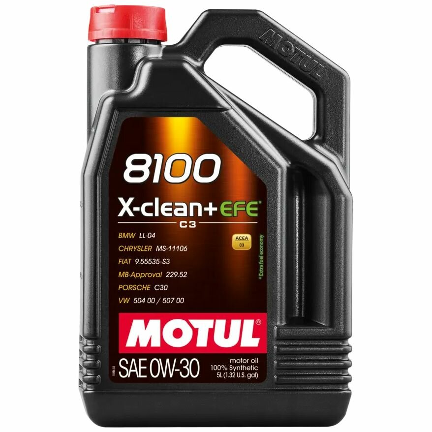 Масло MOTUL 8100 0W30 X-CLEAN+ EFE ACEA C3 BMW LL-04, MB 229.52, PORSCHE C30, VW 504 00 507 00 ( 1л) синт.