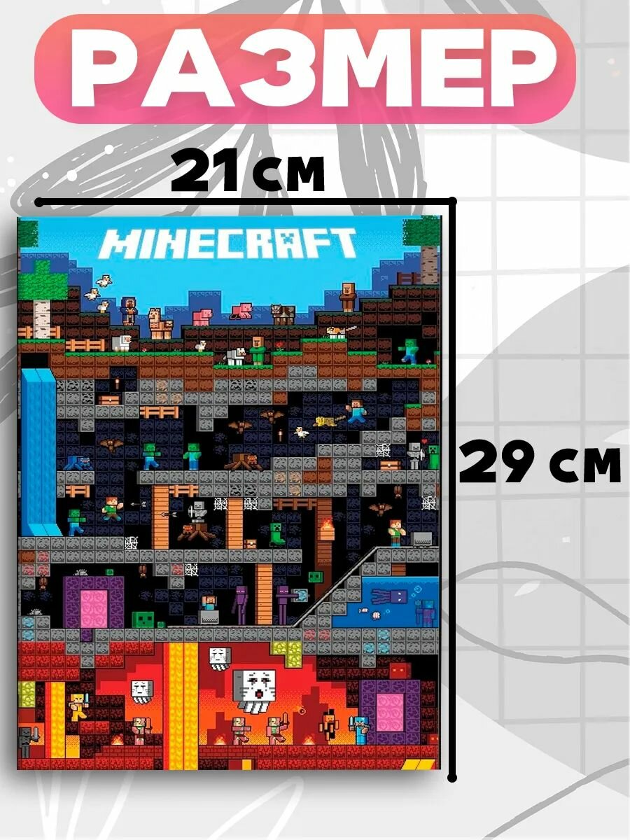 Постеры на стену Minecraft , плакат 1шт, А4 размер. — фото 1